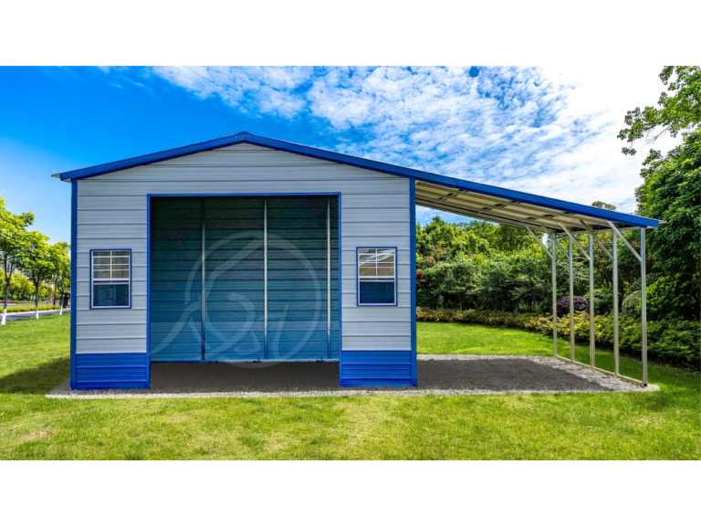 18x21x10 Residential Metal Garage with 12x21x7 Lean-to - Bull Buildings
